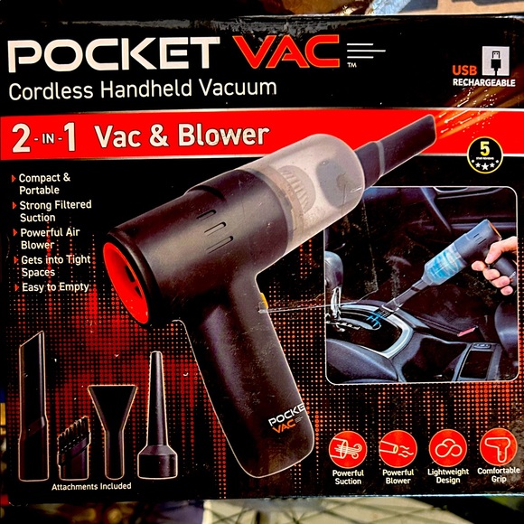 pocket vac | Other | Cordless Handheld Vacuum Black And Red | Poshmark